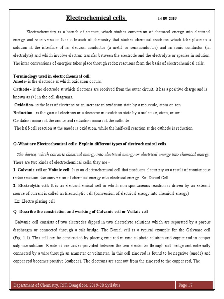 Understanding Electrochemical Cells: A Comprehensive Explanation of Key ...