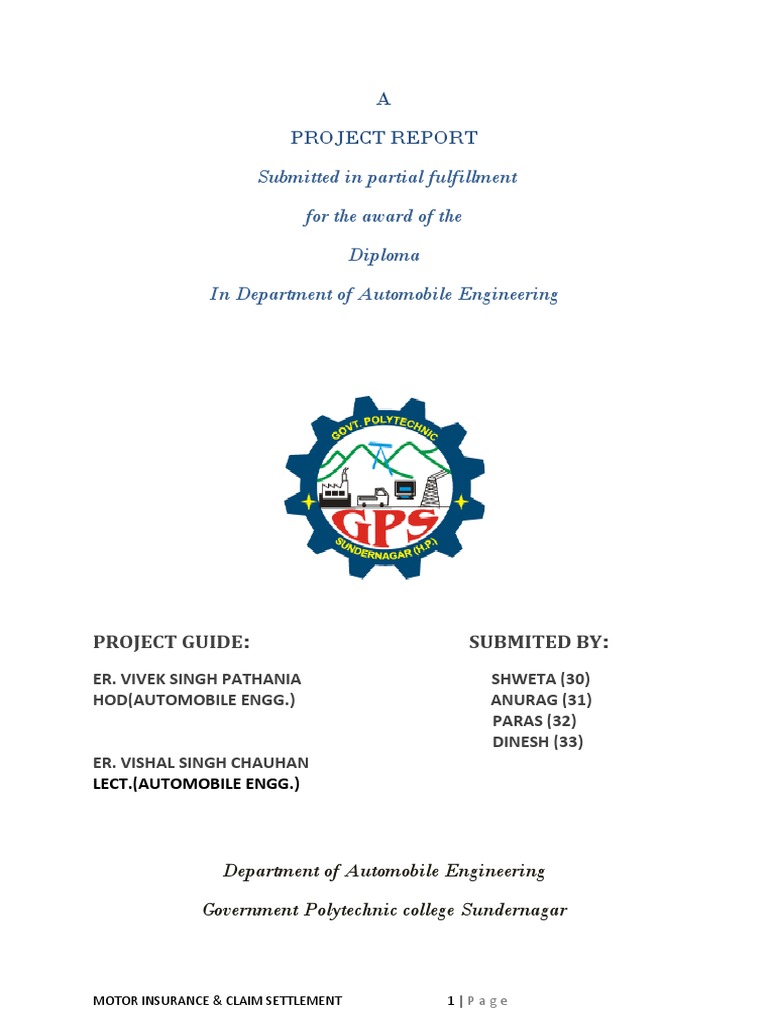 Motor Insurance Major Project Final Year | PDF | Vehicle Insurance | Deductible