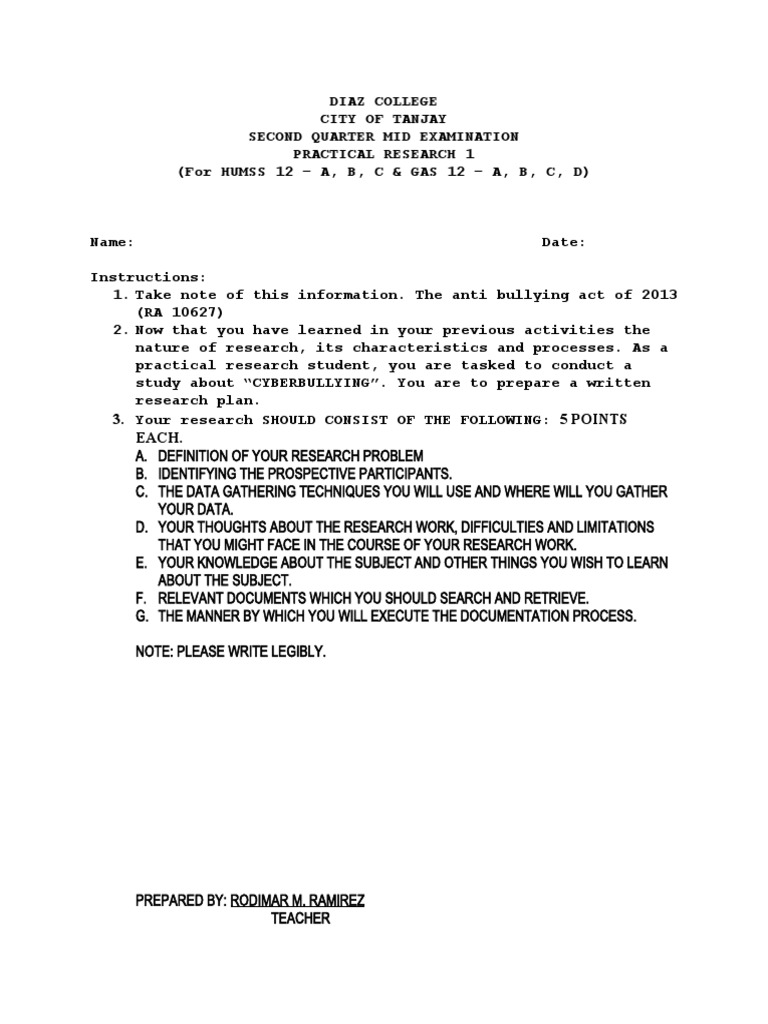 Second Quarter Mid Examination - CNF | PDF | Science & Mathematics ...