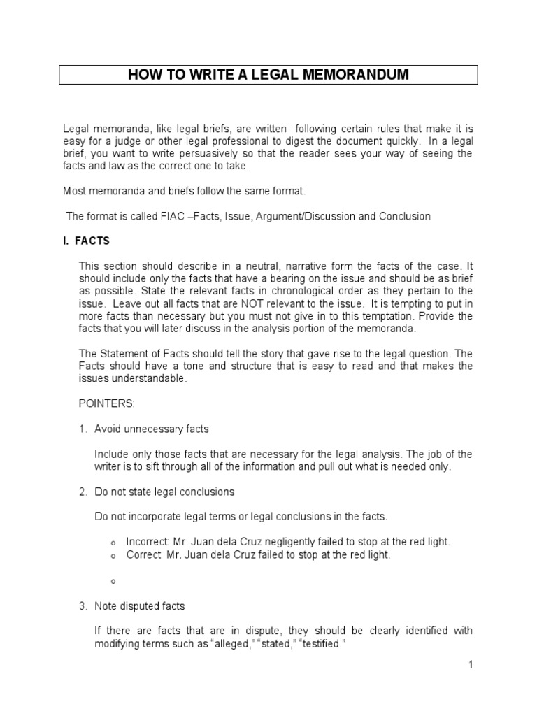 How To Write A Legal Memorandum Draft | Download Free PDF | Ineffective ...