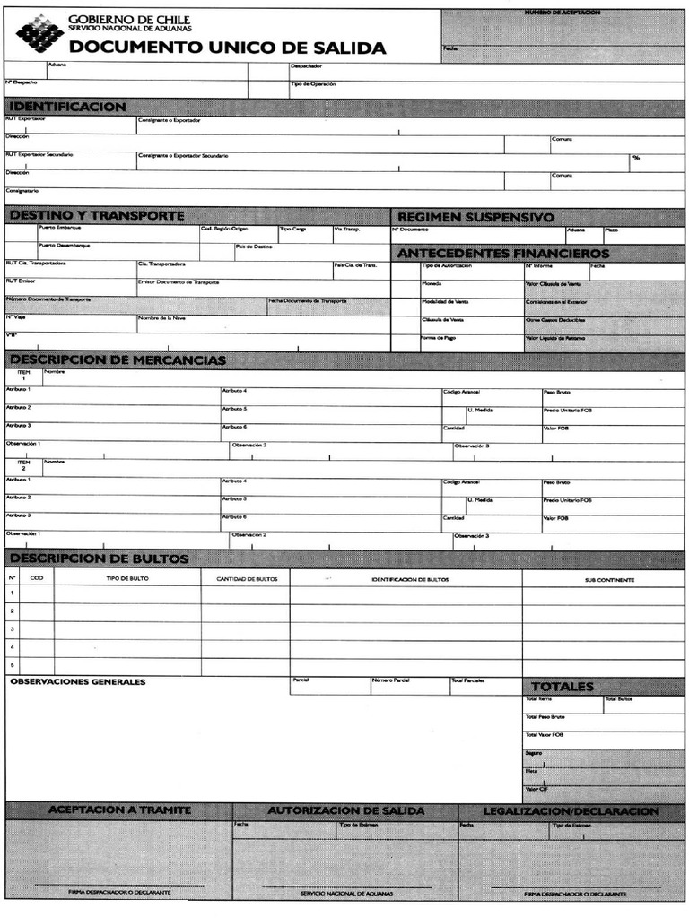 Documento Unico de Salida DUS | PDF
