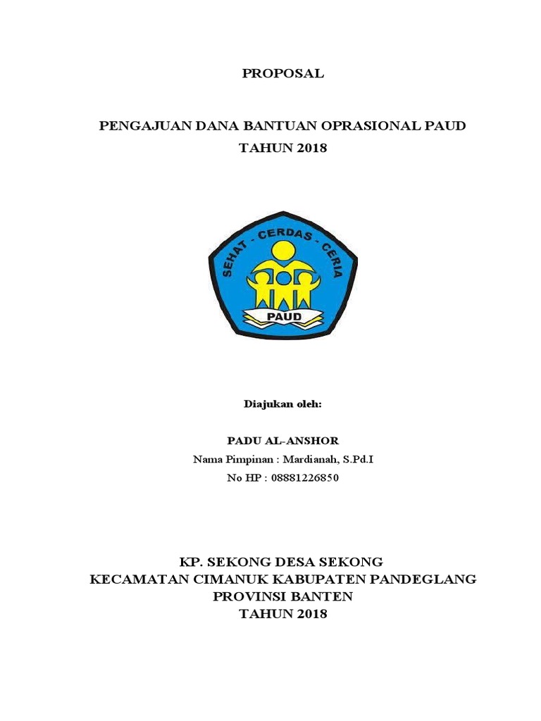 Proposal Pengajuan Dana Bantuan Oprasional Paud Tahun 2018 | PDF