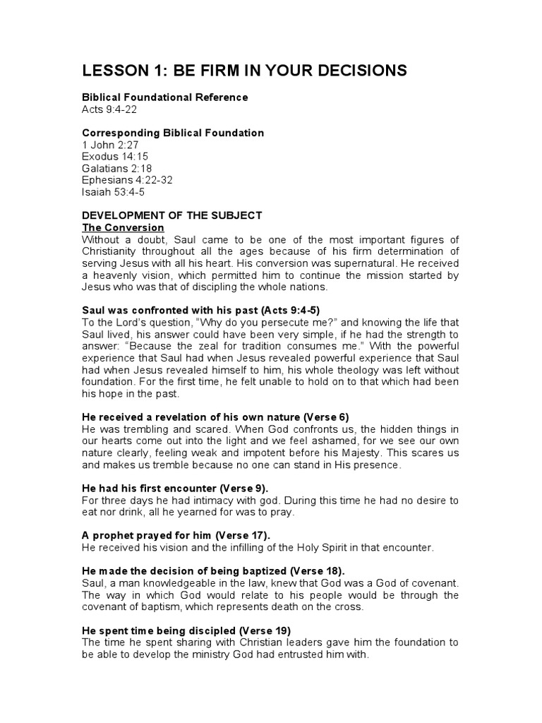 LESSON 1 - Post Encounter | PDF | Conversion To Christianity | Paul The ...