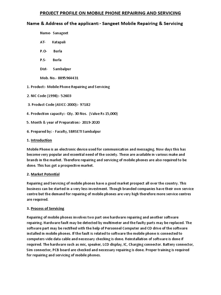 Project Report On Mobile Repairing | PDF | Computer Hardware | Mobile ...