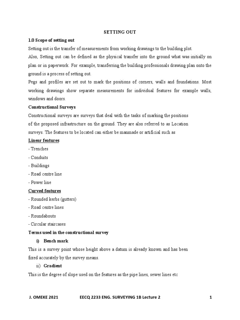 Setting Out 1.0 Scope of Setting Out | Download Free PDF | Surveying ...