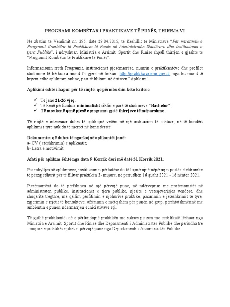 Përshkrimi Per Programin | PDF