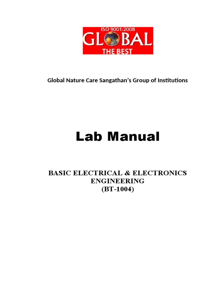 Lab Manual: Basic Electrical & Electronics Engineering (BT-1004) | PDF | Capacitor | Logic Gate