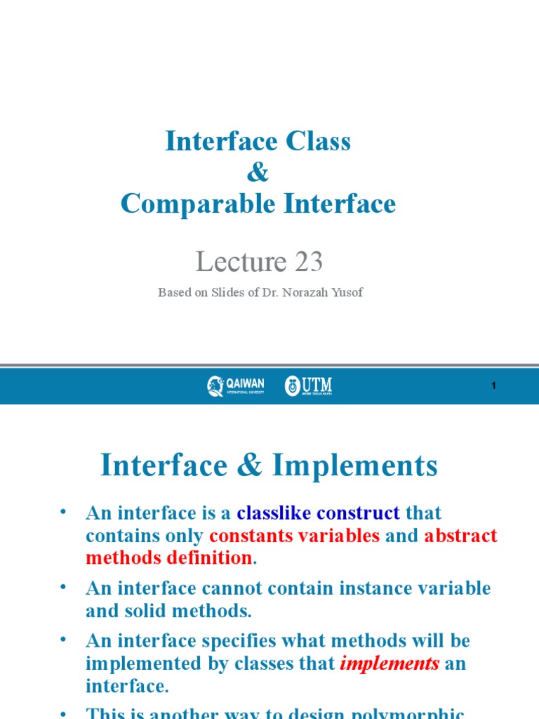 Lec23 Interface Classcomparable Interface Pdf Class Computer Programming Method