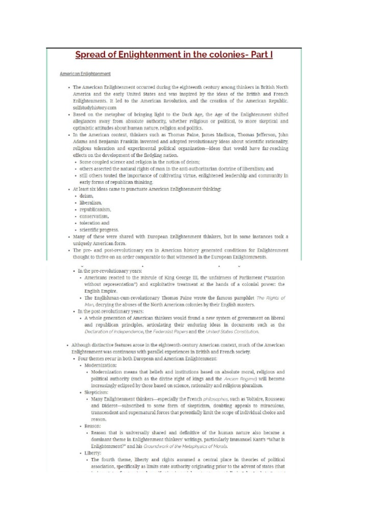 Spread of Enlightenment in Colonies 1 | PDF