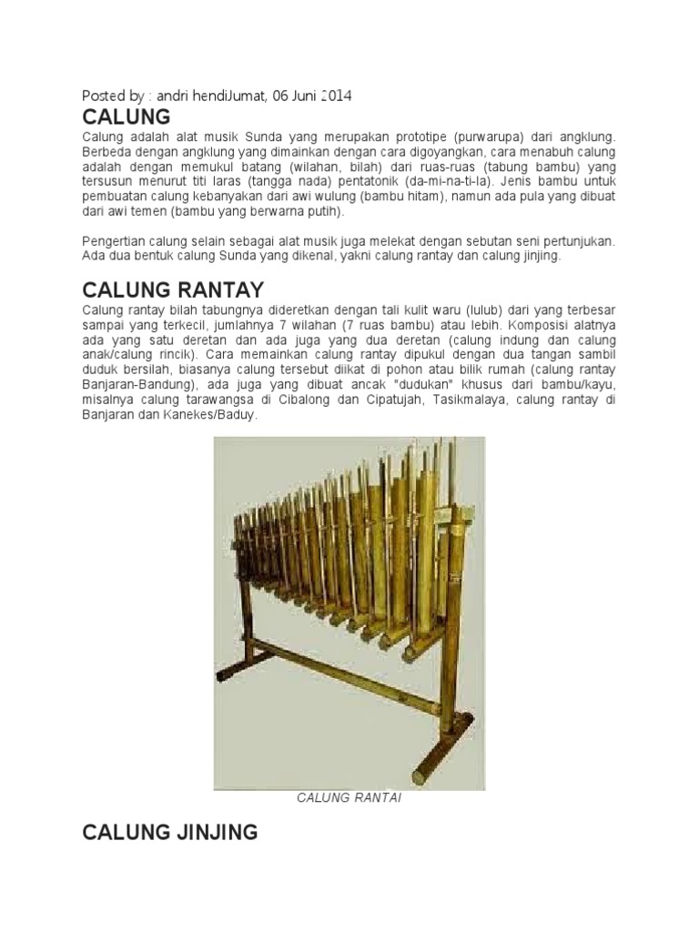 Perkembangan Alat Musik Calung Sunda | PDF | Seni