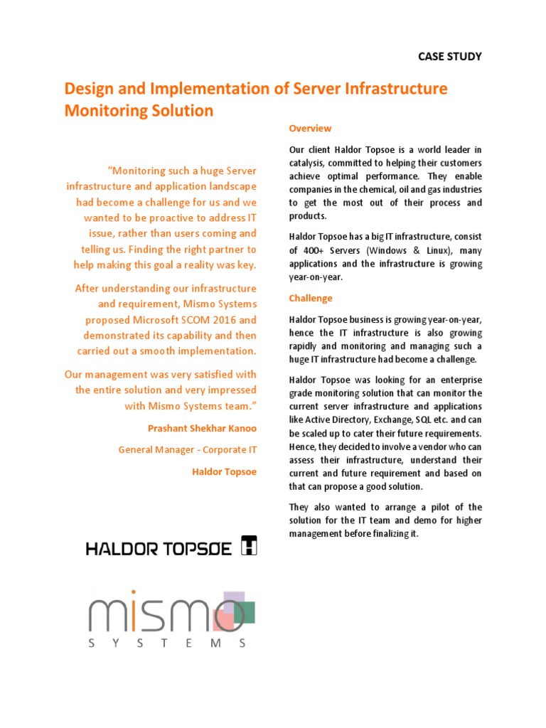 SCOM Case Study Haldor Topsoe | PDF | Active Directory | Server (Computing)