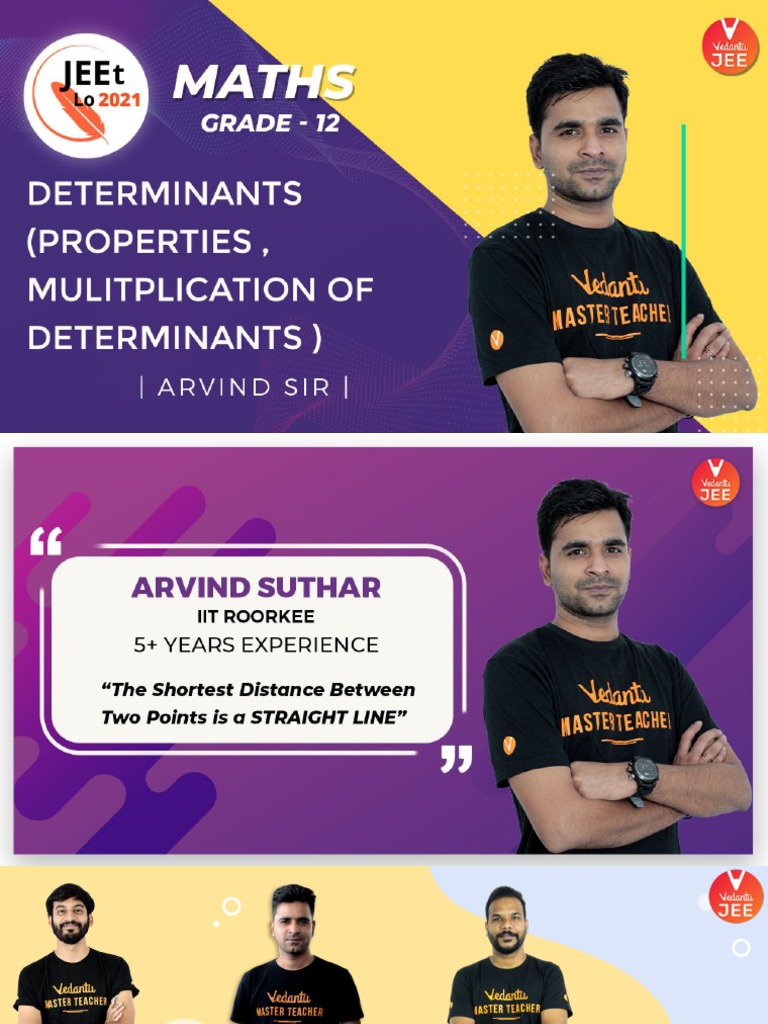 JEE Determinants Class Schedule | PDF | Determinant | Mathematical Concepts