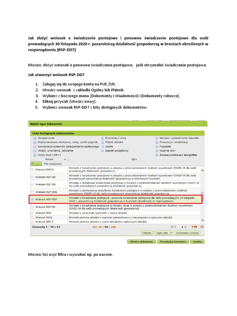 RSP-DD7 Instrukcja Wypełnienia Wniosku | PDF