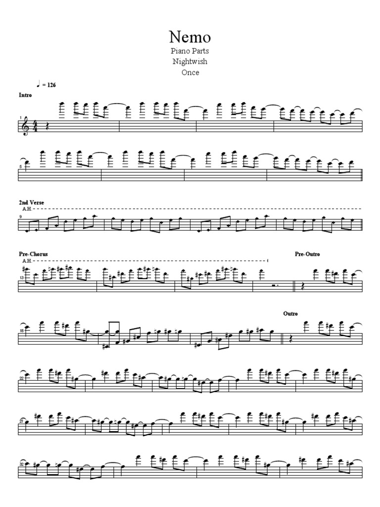 Nightwish - Nemo (Piano Parts)