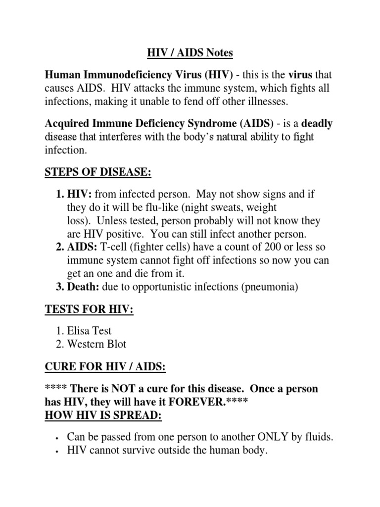Health 7 HIV Notes | PDF