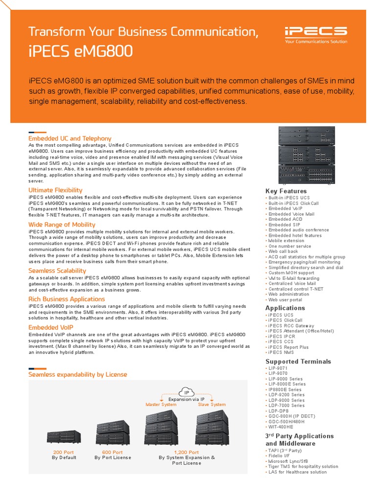 iPECS eMG800: Transform Your Business Communication | PDF | Embedded ...