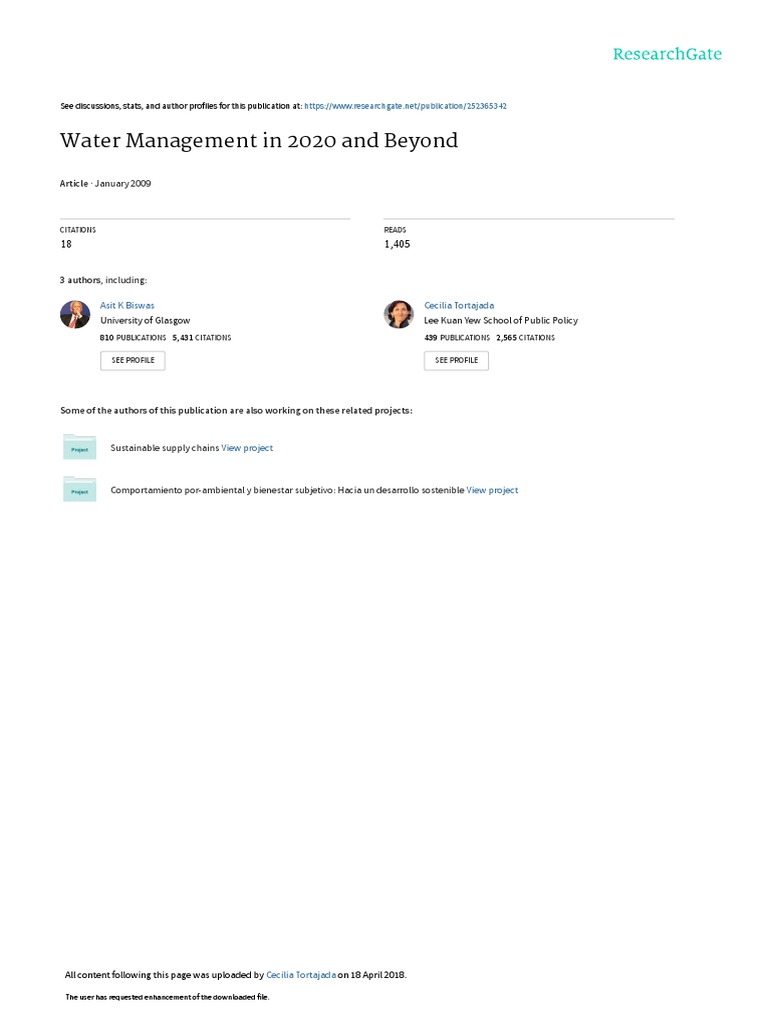 Water Managementin 2020 and Beyond | PDF | Water Resource Management ...