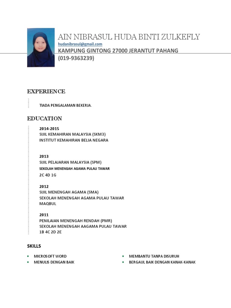 Ain Nibrasul Huda Binti Zulkefly | PDF