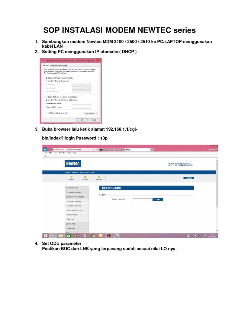 Instalasi Modem Newtec 2510 dan Crosspole | PDF