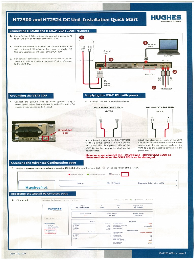 Hughes HT2500 HT2524 DC Unit Installation Quick Start | PDF