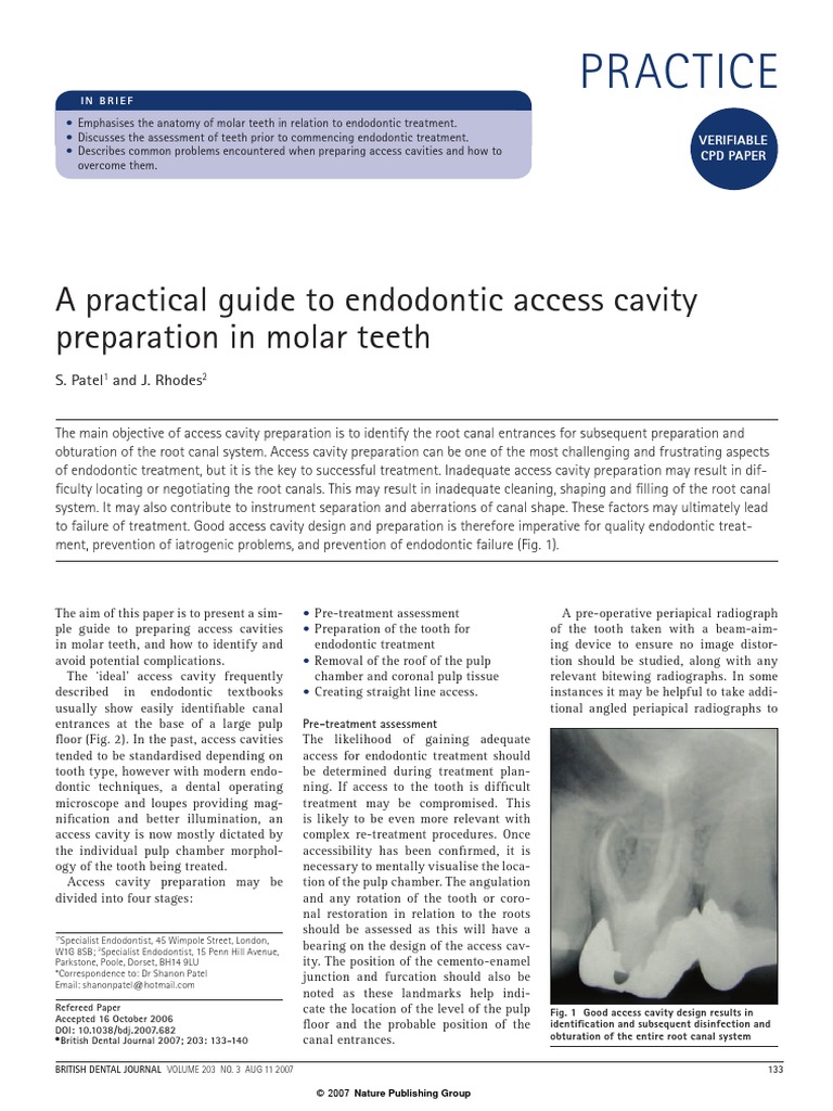 A Practical Guide To Endodontic Access Cavity Preparation in Molar ...