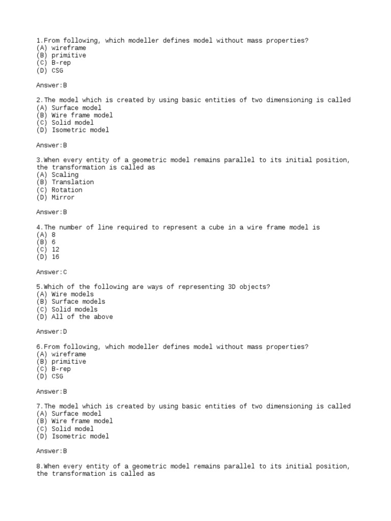 Cad MCQ Collection | PDF