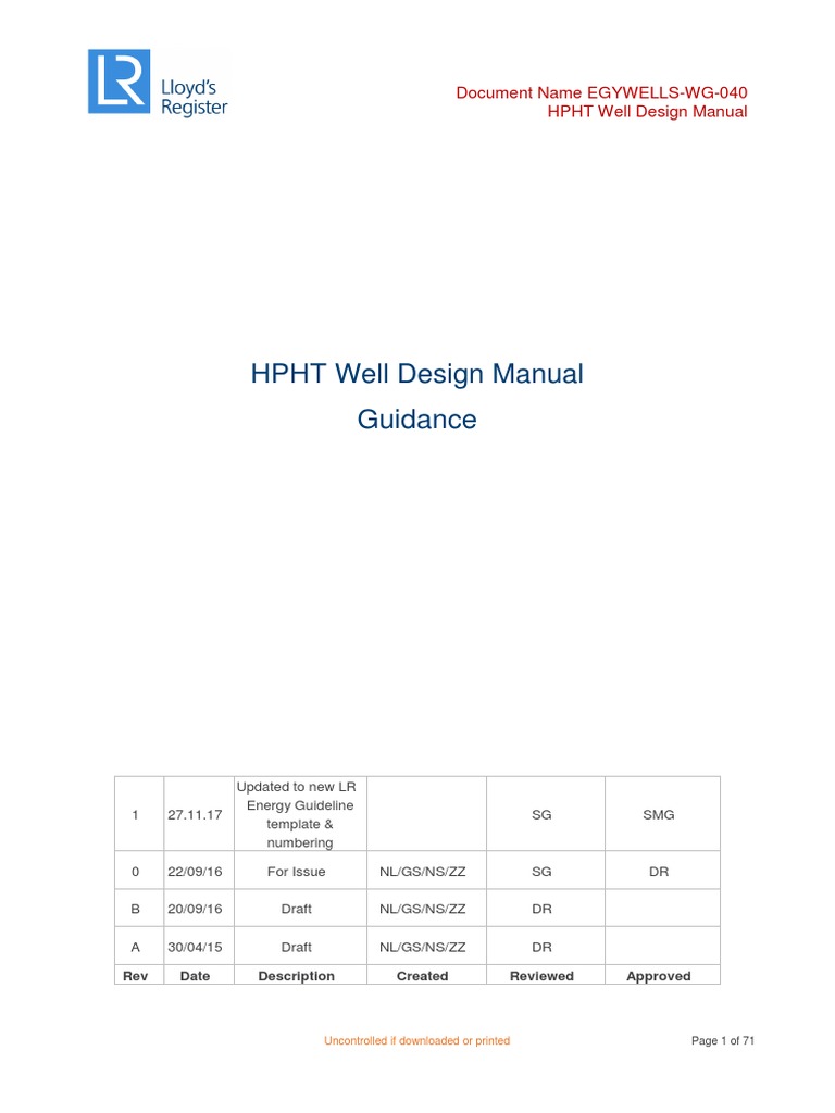 EGYWELLS-WG-040 - HPHT Well Design Manual | PDF | Casing (Borehole) | Risk