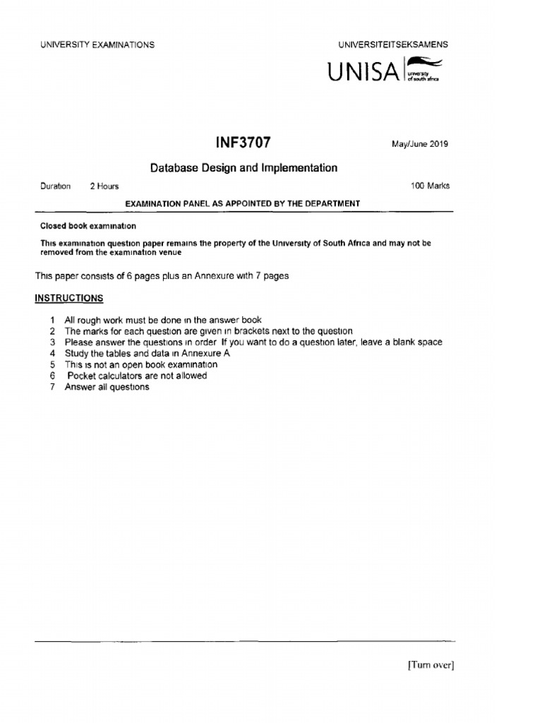 Inf3707 2019 6 e 1 | PDF