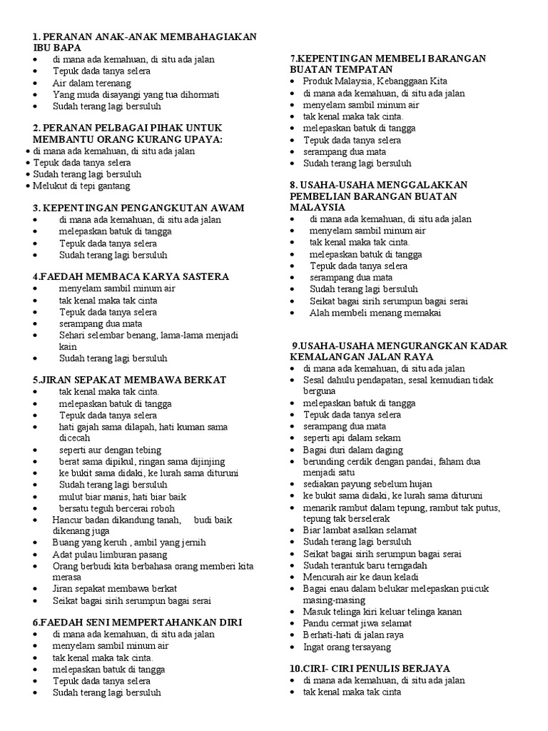 Nota Peribahasa Dan Ungkapan Menarik | PDF