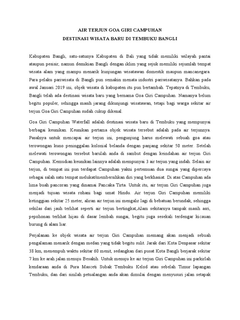 Air Terjun Goa Giri Campuhan | PDF