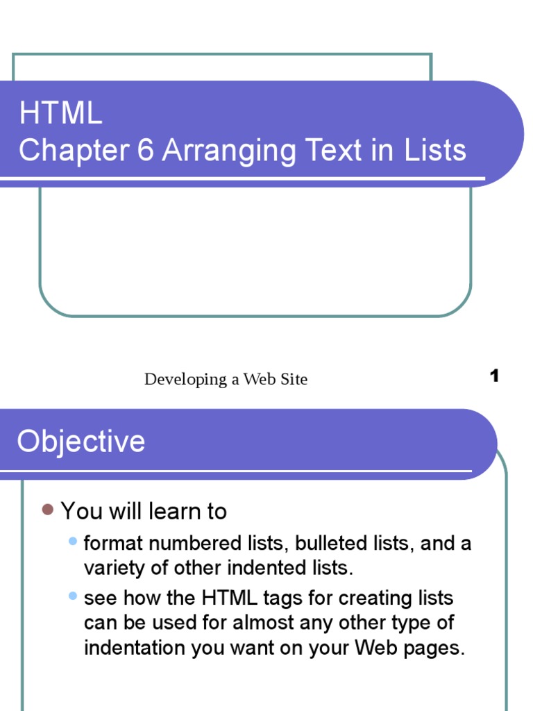 Chapter 6 Arranging Text in Lists | PDF | Html Element | Html