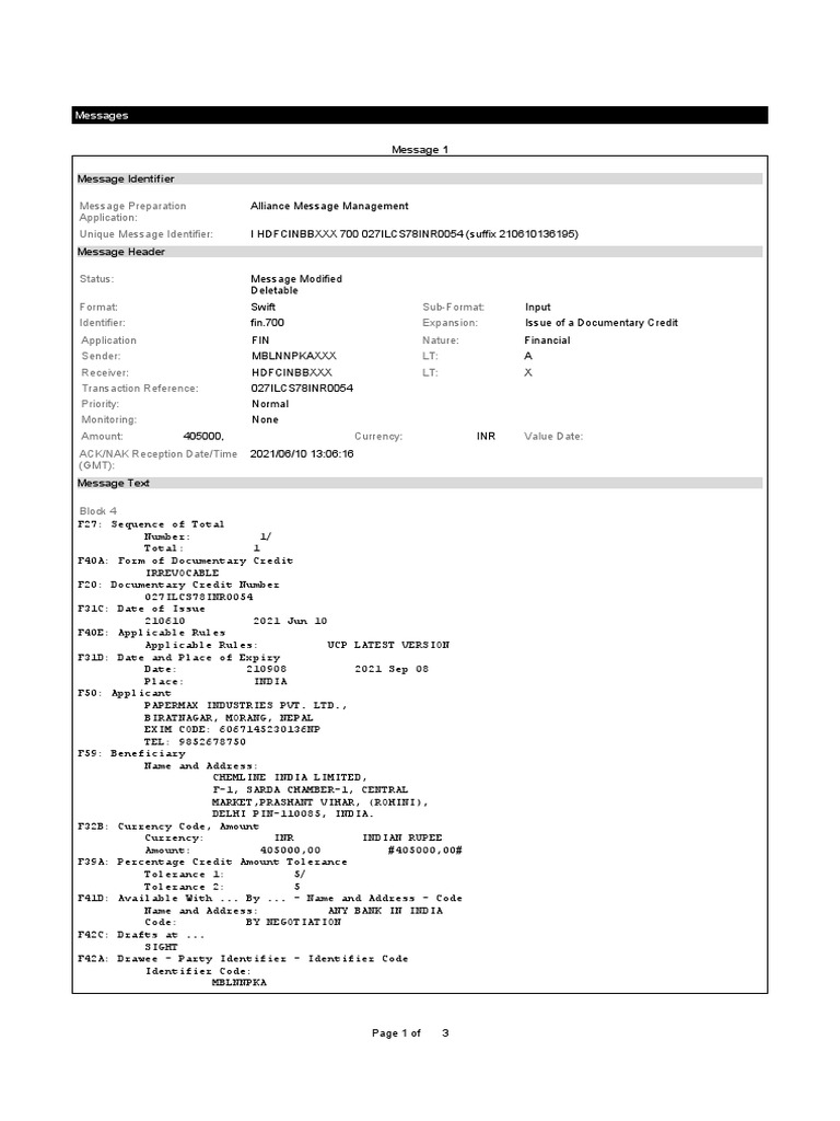 LC Terms | PDF | Receipt | Payments