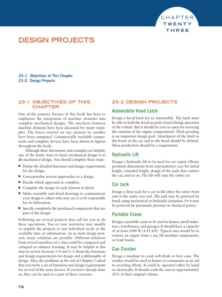 23-1 Objectives of This 23-2 Design Projects | PDF | Design | Elevator