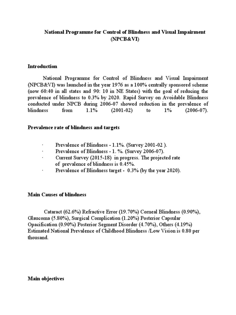 National Programme For Blindness | PDF | Visual Impairment | Optometry