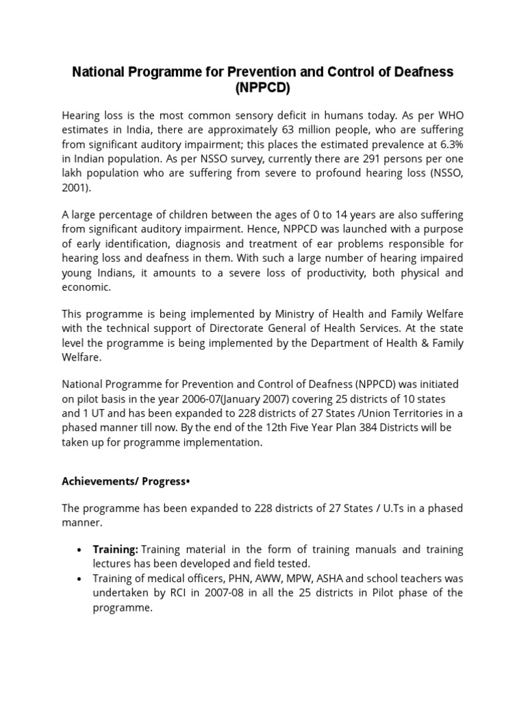 National Programme For Prevention and Control of Deafness | Download ...