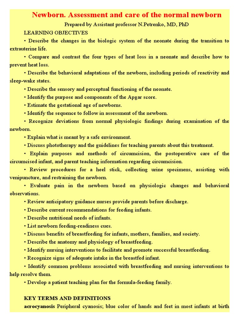 Newborn Assessment: Normal Findings | PDF | Respiratory System | Digestion