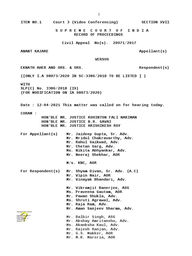 Supreme Court Order Dated 12-04-2021 | PDF