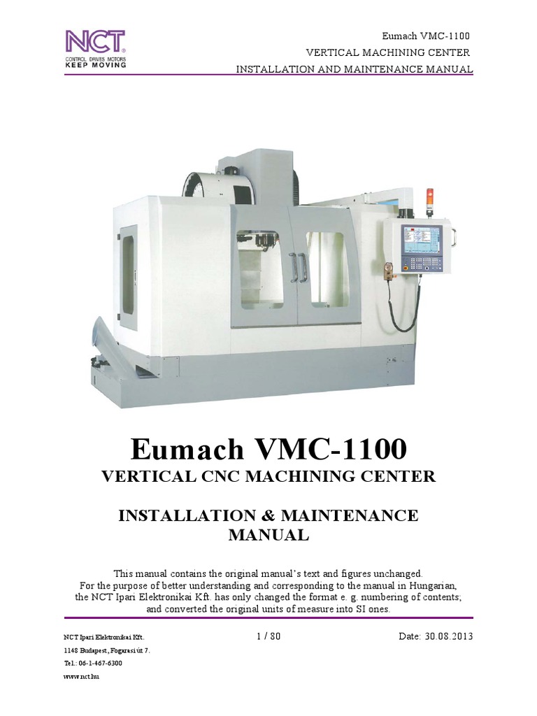 Eumach VMC-1100 VERTICAL CNC MACHINING CENTER | PDF | Machining | Switch