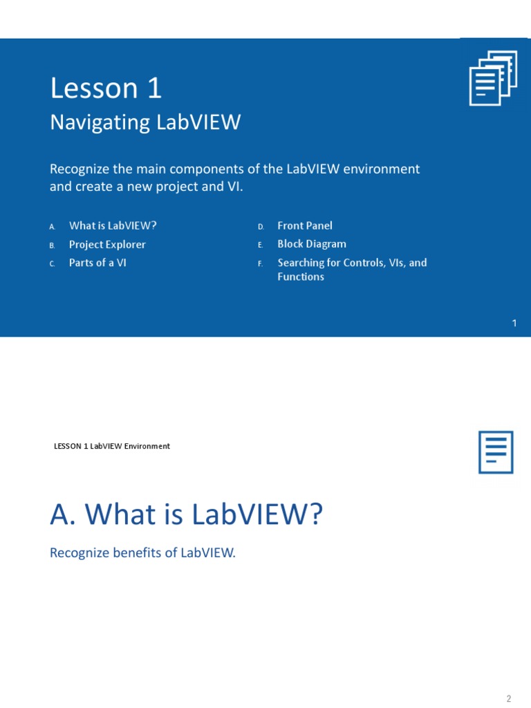 Lesson 01 - LabVIEW Environment | PDF | Boolean Data Type | Systems Engineering