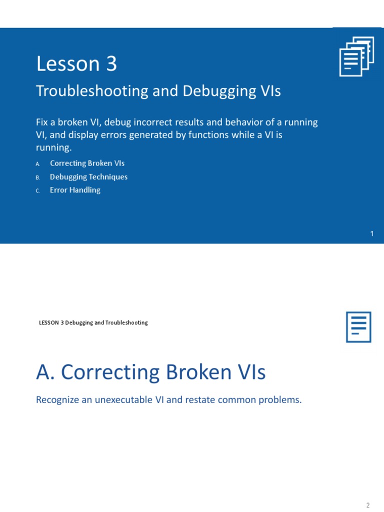 Lesson 03 - Debugging and Troubleshooting VIs | PDF | Debugging | Boolean Data Type