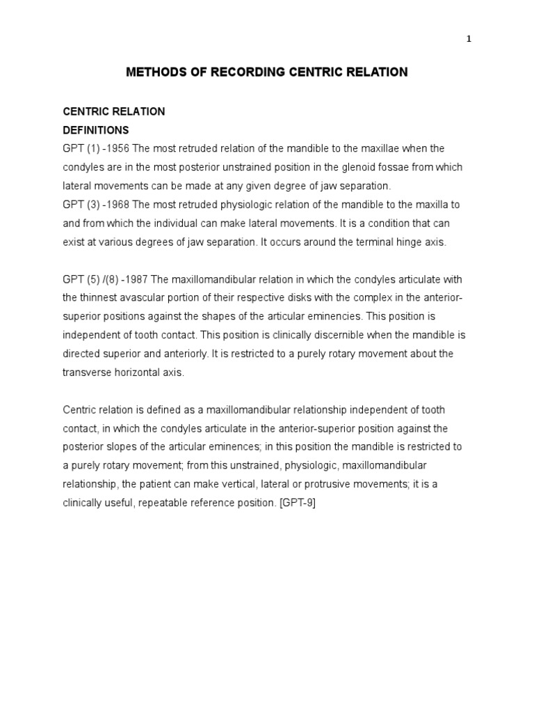 F Methods of Recording Centric Relation Final | PDF | Dentures ...