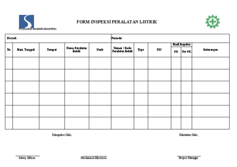 Form Inspeksi Peralatan Listrik | PDF