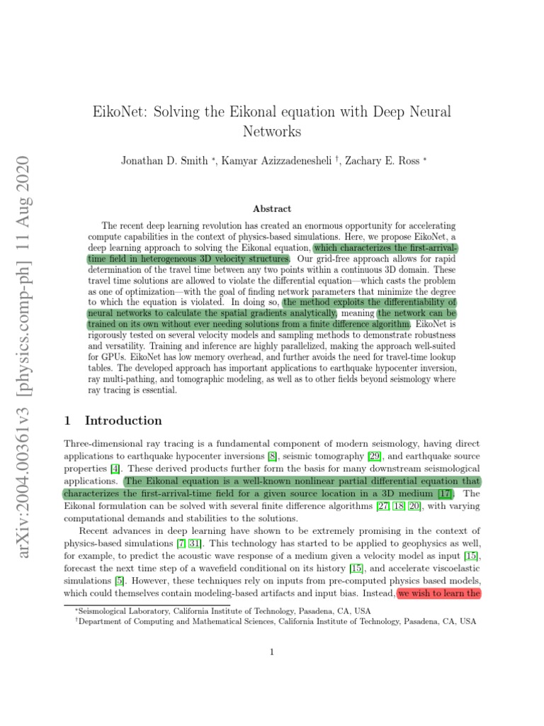 Eikonet: Solving The Eikonal Equation With Deep Neural Networks | PDF | Artificial Neural ...