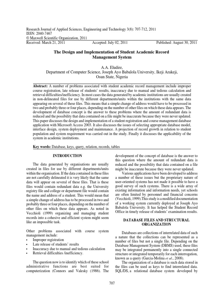 Student Registration System | PDF | Relational Database | Microsoft Access