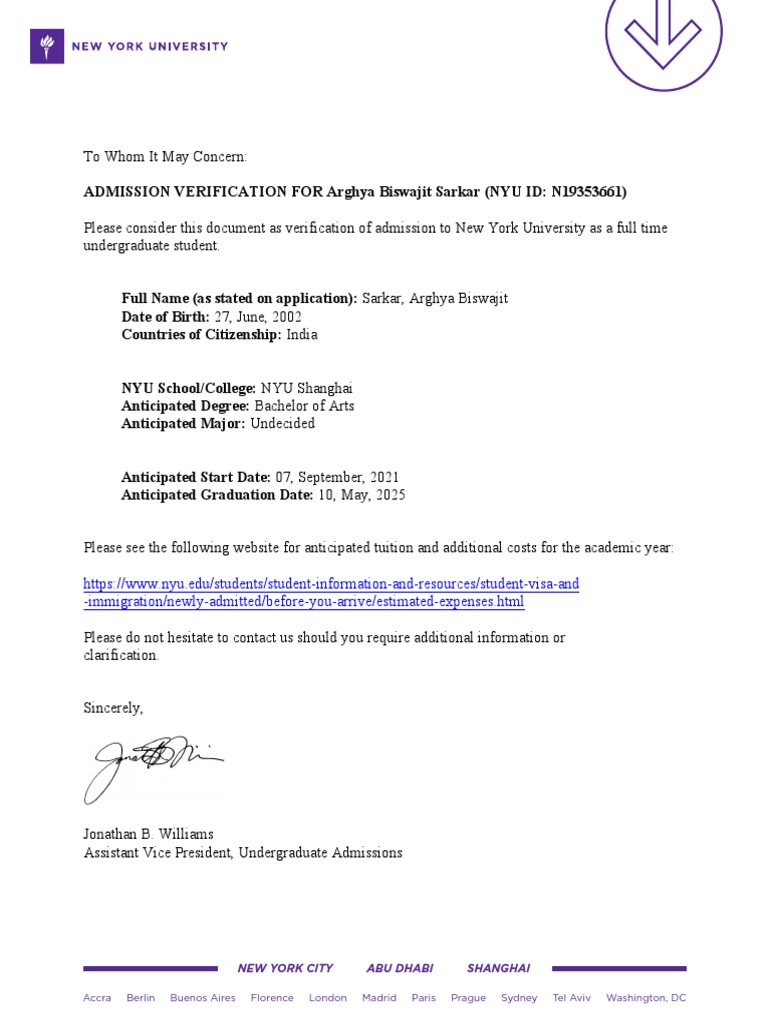 New York University Admission | PDF