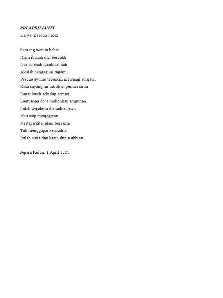Contoh Puisi Akrostik Beragam Tema | PDF | Agama & Spiritualitas