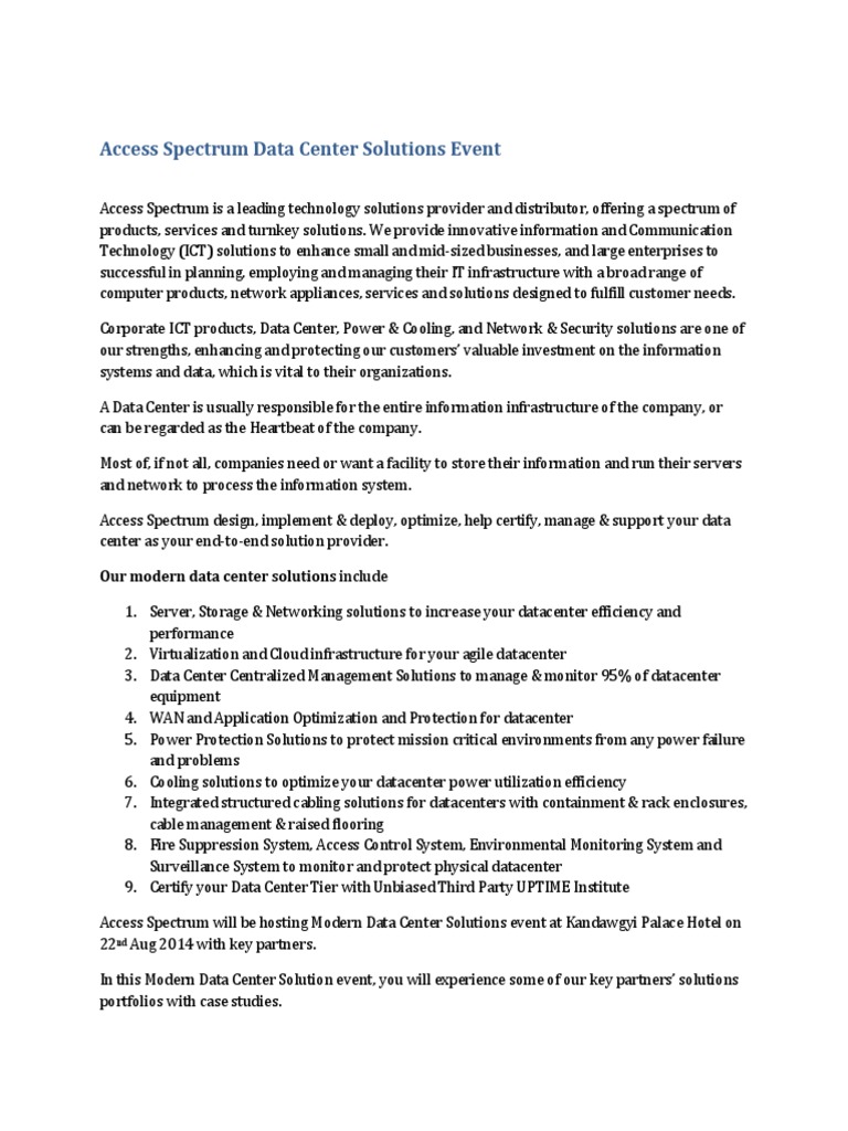 Data Center Solution Event v4 | PDF | Data Center | Cloud Computing