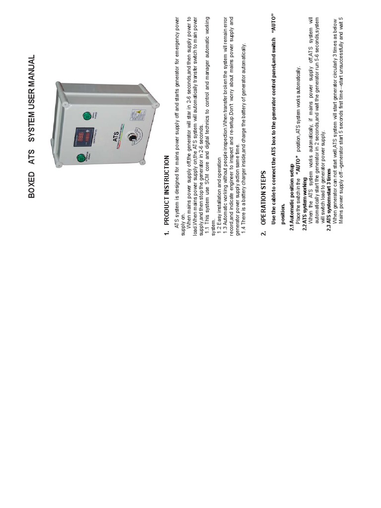 ATS Manual English | PDF | Electrical Wiring | Mains Electricity