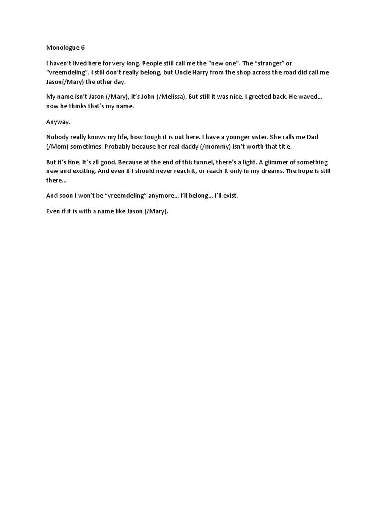 Finding Belonging: A Monologue | PDF | Poetry