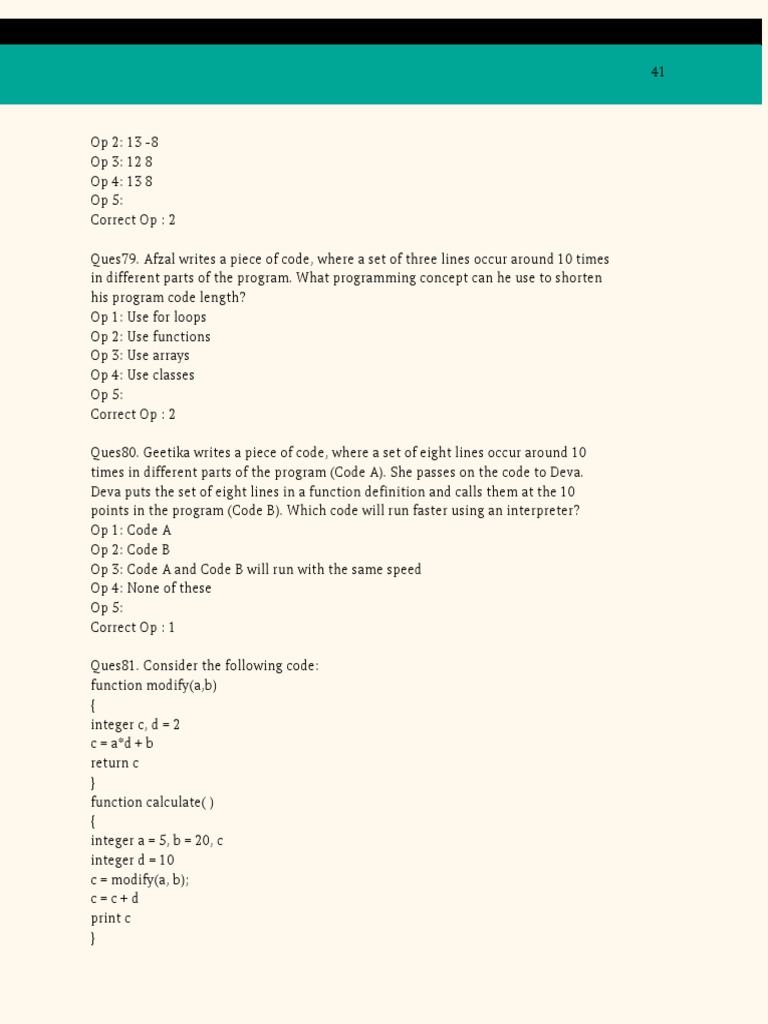AMCAT Computer Programming1 - Part2 | PDF | Queue (Abstract Data Type ...